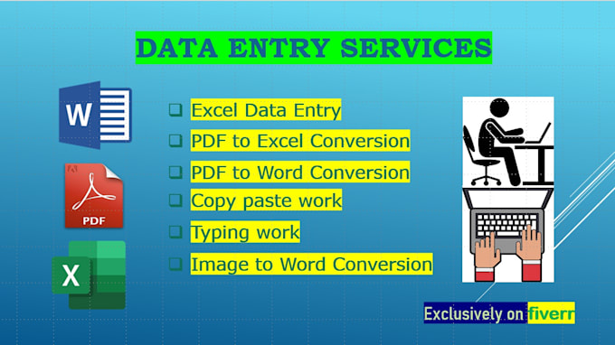Provide data entry typing work and copy paste job and docs to excel by ...