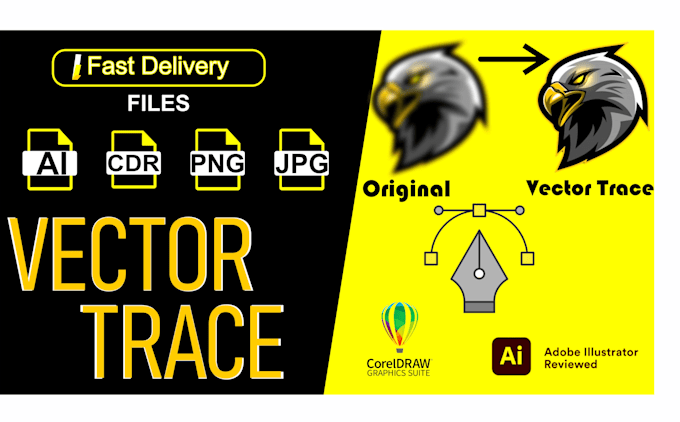 Redraw jpg, png object into high resolution vector tracing by ...