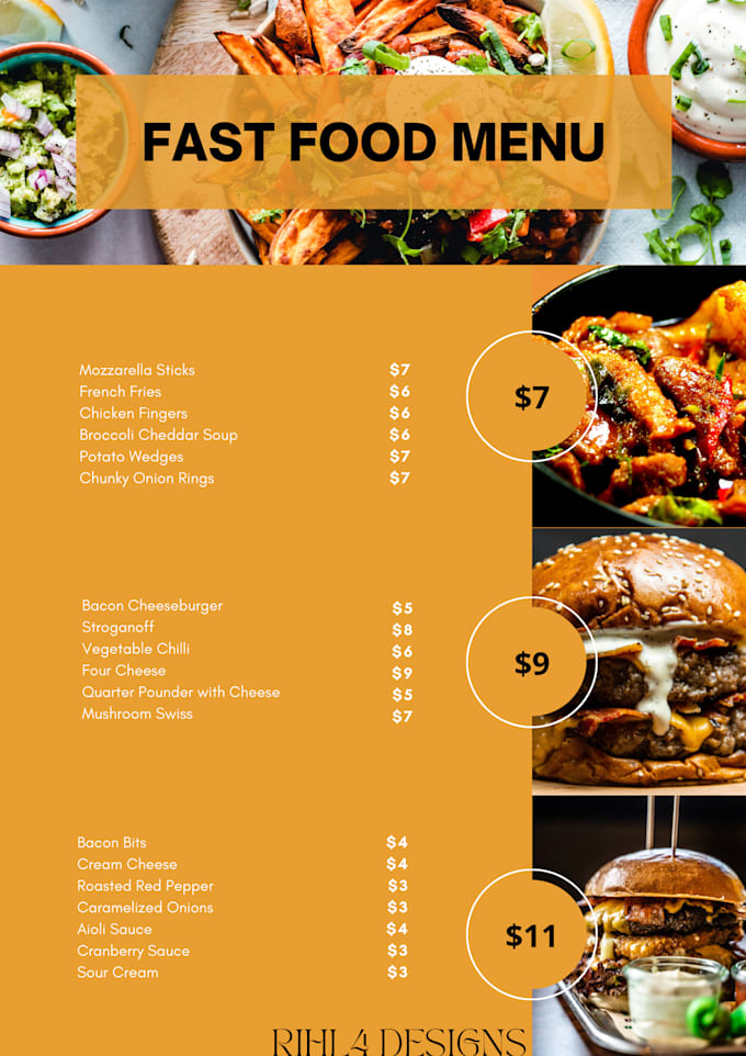 Design attractive food menu and restaurant menu by Rihlaintothewor | Fiverr
