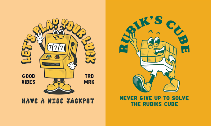 Create simple retro vintage cartoon character by Dodiihr | Fiverr