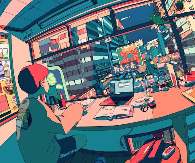 Create lofi hip hop, gif, and loop animation with illustration by ...
