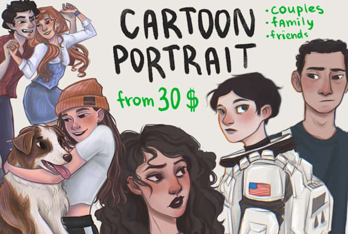 Draw a cartoon couple portrait by Yagozasha | Fiverr