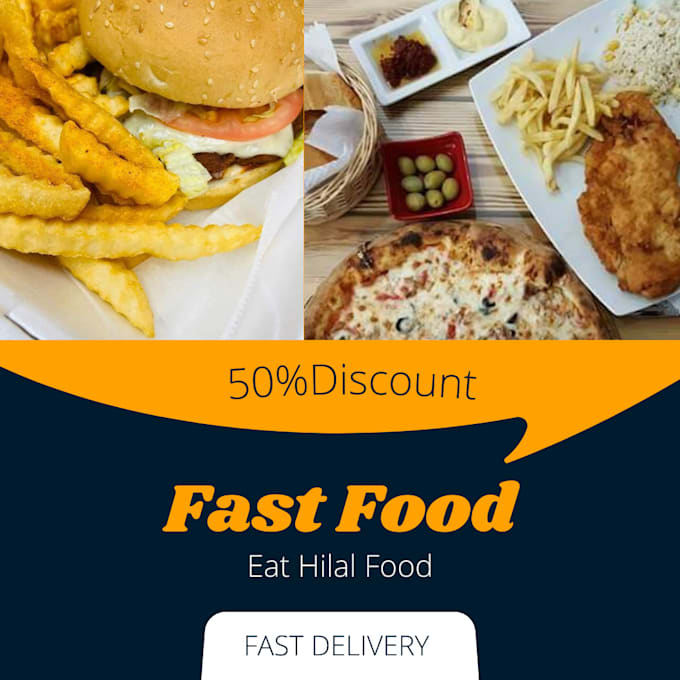 Create fast food logo, flyer, cover photo by Noshababano10 | Fiverr