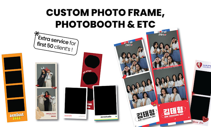 Design creative custom photobooth template overlay by Aenayarahma | Fiverr