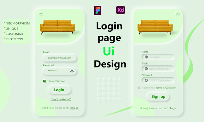 Design login page in 12 hours using neomorphism and custom made for ios mac by Ui_expertalex ...