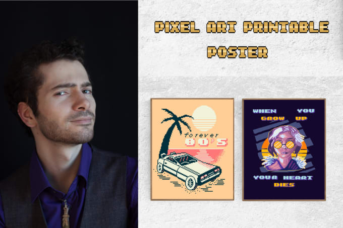 Design a pixel art printable poster for you by Goleafi | Fiverr