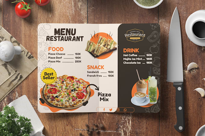 Design modern and professional restaurant menu design by Vitaanis | Fiverr