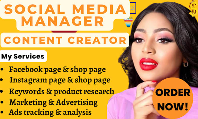 Be your social media marketing manager content creator social media ...