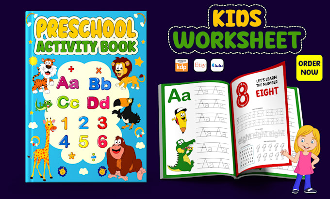 Design kids worksheets tracing book kindergarten preschool activity ...