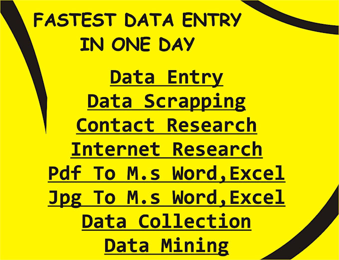 Do fastest data entry and typing in one day by Urgentdesigning | Fiverr