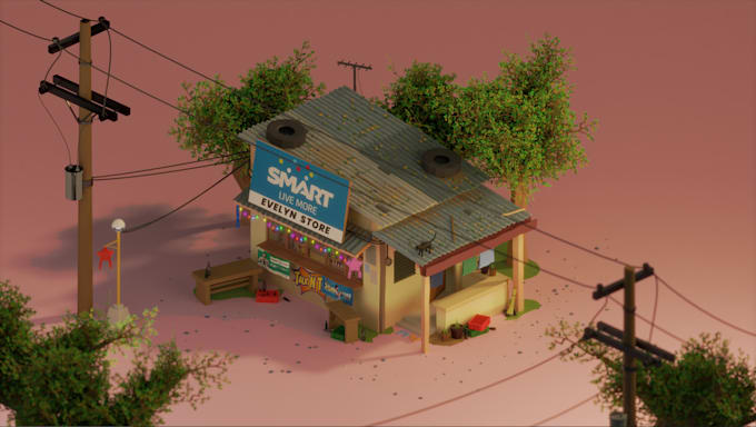 Create a 3d low poly scene in blender for you by Eyrooonnn_spns | Fiverr