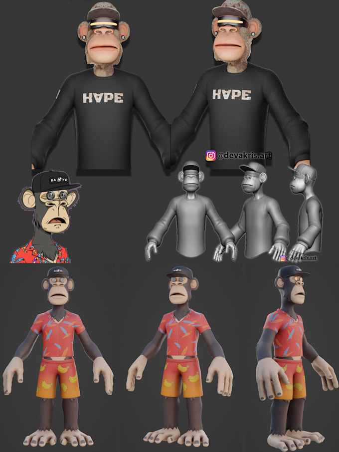 Create 3d models for nft collections by Devakrishna_art | Fiverr