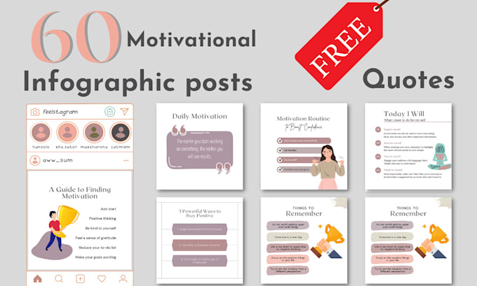 Create 60 motivational instagram infographic posts and quotes by ...