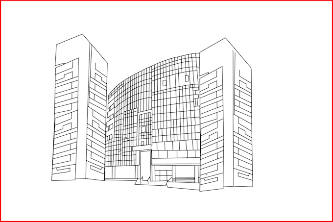 Draw amazing building design line art illustration sketch by Ar_arifin ...
