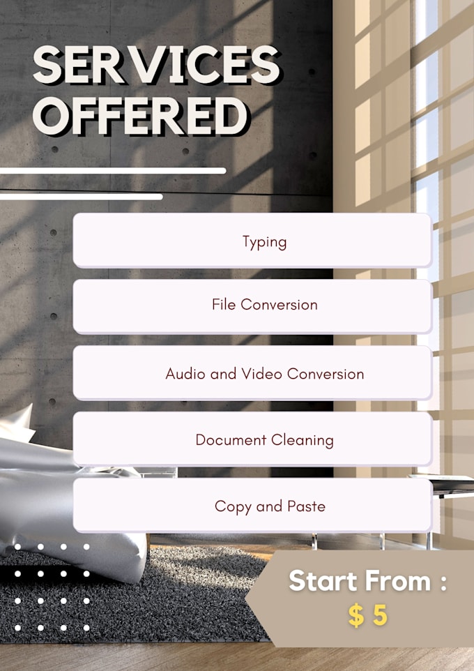 Do typing, file conversion, and transcribing by Rochecruz | Fiverr