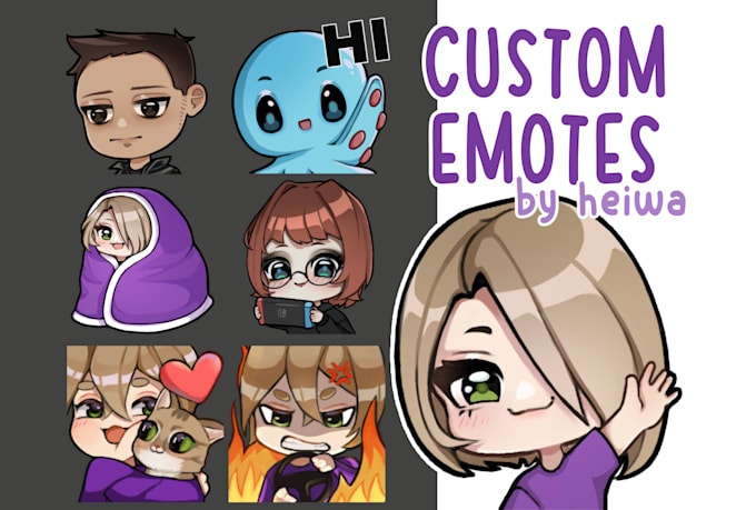 Draw custom twitch emotes by Heiwa__ | Fiverr