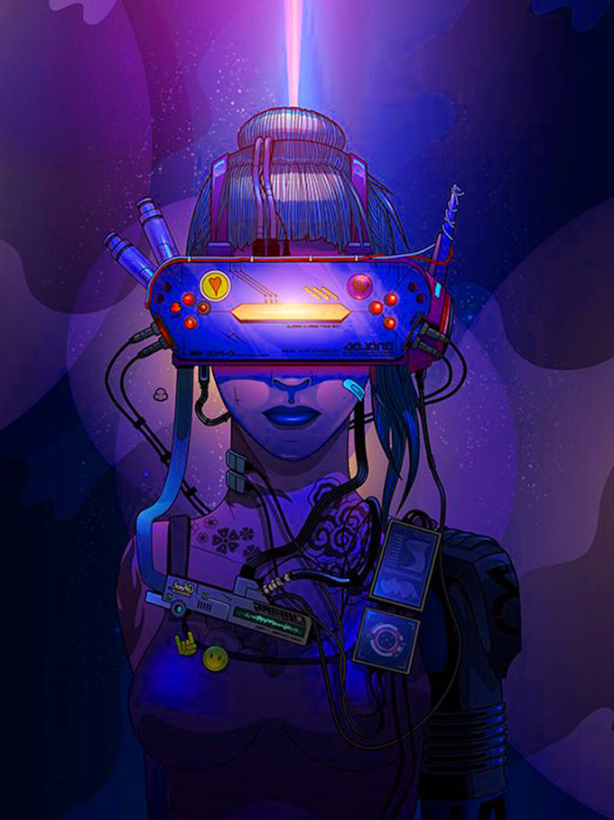 Draw cyberpunk art illustration for you by Rosannahar | Fiverr