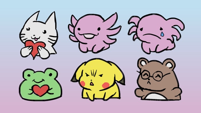 Draw simple cute animal twitch emotes by Sofiejasiewiczg | Fiverr