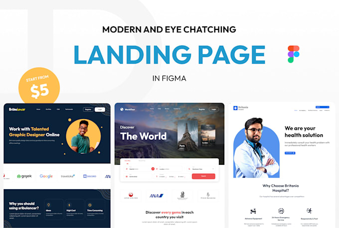 Design landing page for you using figma by Albertalvian | Fiverr