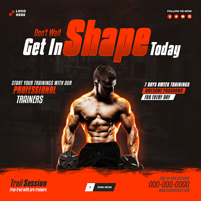 Professional fitness and gym marketing materials design by Salmanmsd ...