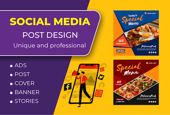 Design attractive graphics for instagram, facebook, and other social ...