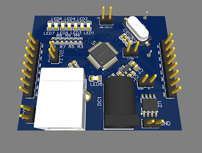 Create design of pcb board, schematic, and pcb 3d model by Fiktorndruru ...