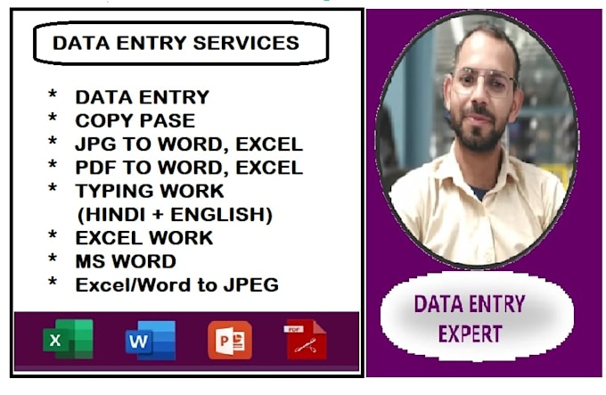 Do accurate data entry copy paste, pdf to excel, typing work by Vs0093579 | Fiverr