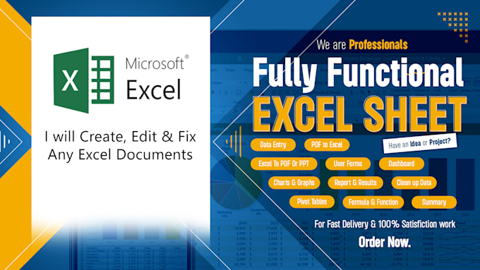 Create and fix excel sheet, pivot chart, pivottable, formula function, dashboard by Mr_arif ...
