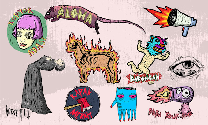 Logo cartoon fun unique lowbrow hand drawn by Nandaaloha | Fiverr