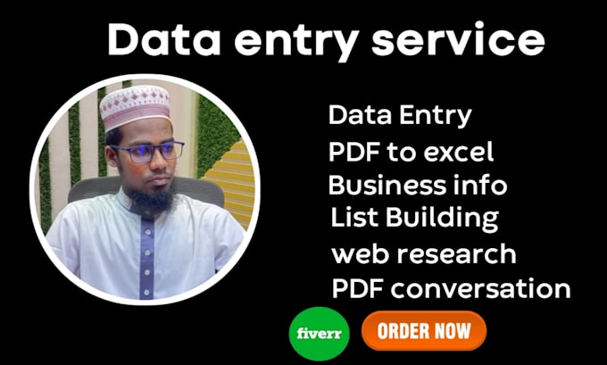 Data entry excel service and pdf conversion by Ebrahimnazim | Fiverr