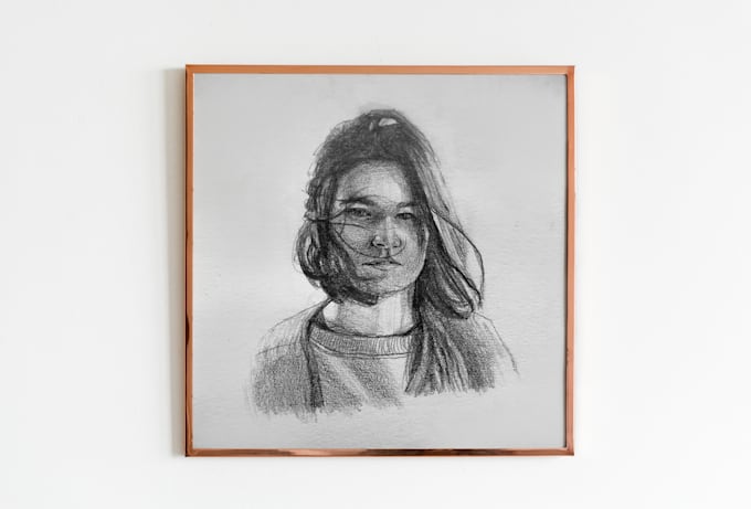 Create a framed pencil portrait drawing by Nastyalysak | Fiverr