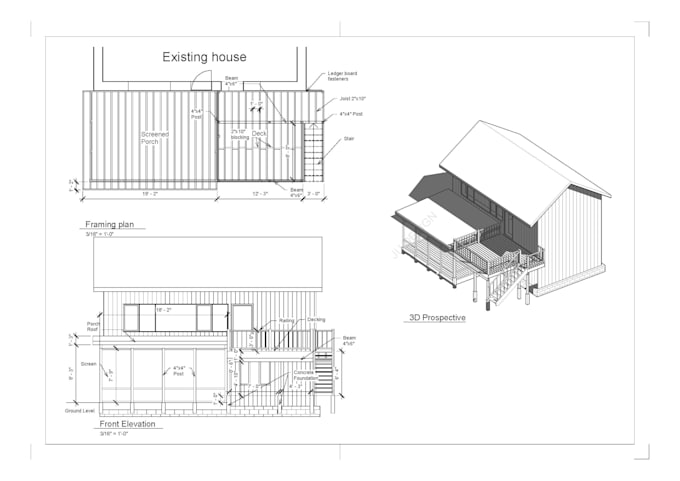 Design deck drawing set for the permit by Jalal33 | Fiverr