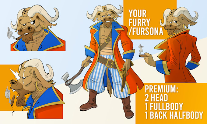 Illustrate a art character design of your furry fursona by Alextreeg ...