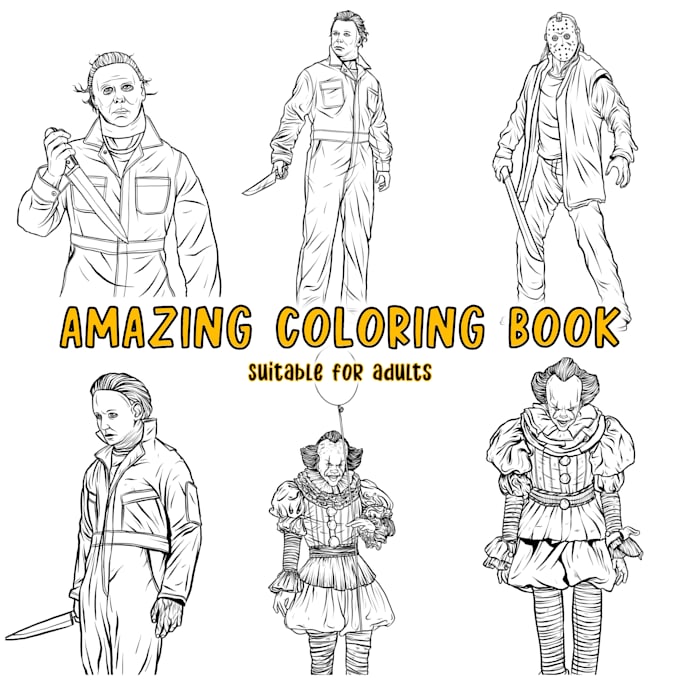 Draw a coloring book pages with characters for adults by Itsjie | Fiverr