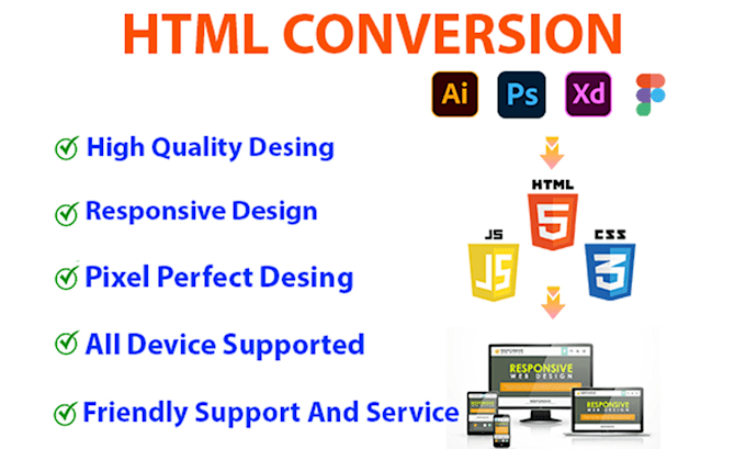 Create responsive website from psd, xd and figma using html, css and javascript by Mojahid_24_7 ...