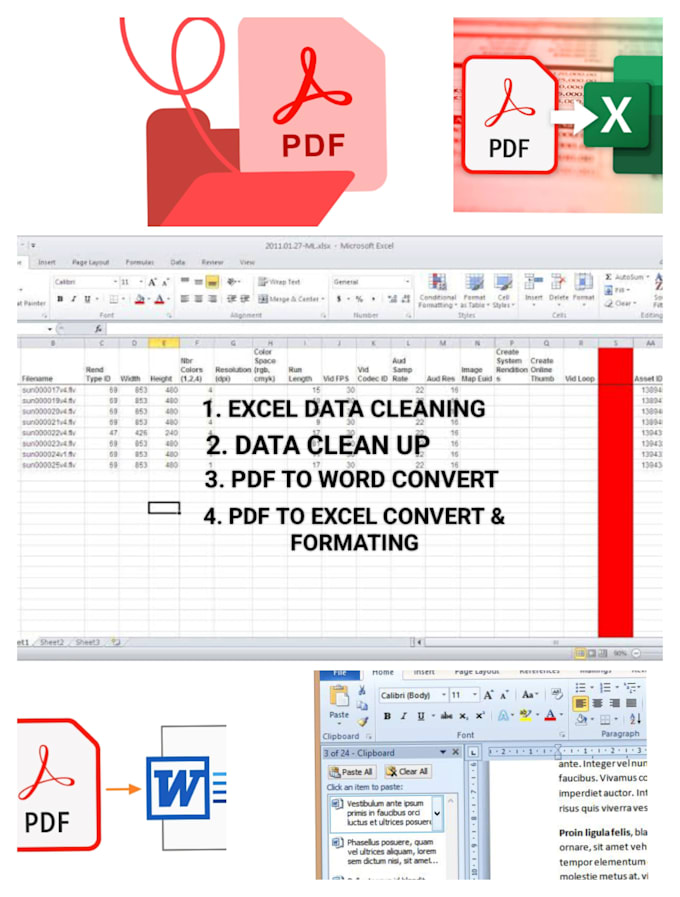 Excel data cleaning, pdf to and excel convert and format by Dipanbaidya357 | Fiverr