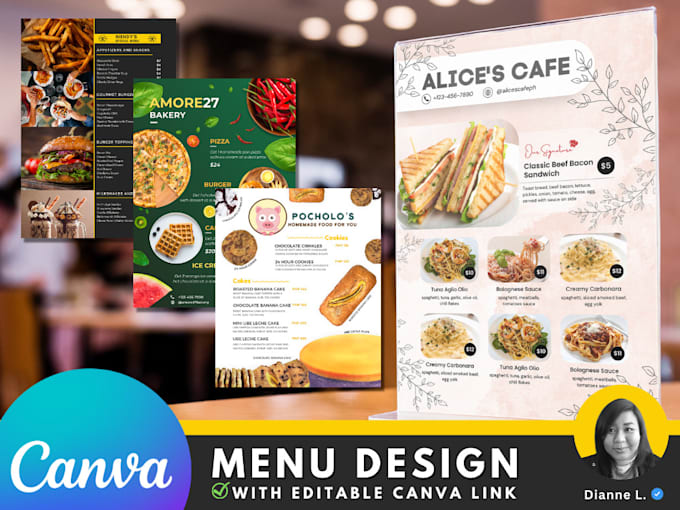 Make a creative menu design made in canva by Lorendl | Fiverr