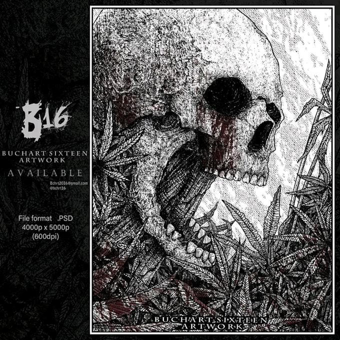 Draw dark art skull logo and skull illustration brutal art by ...