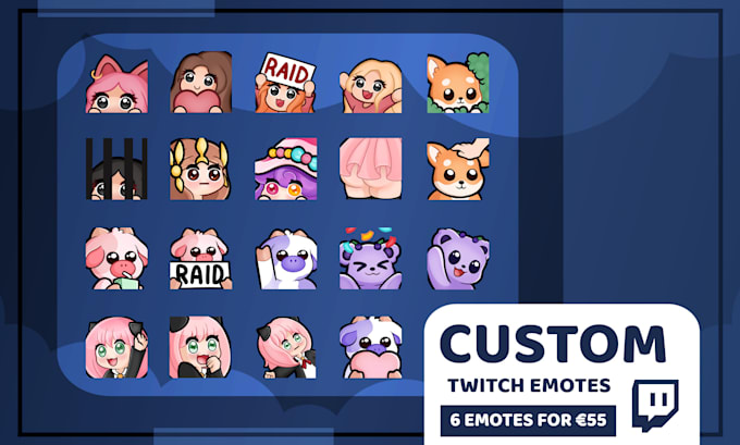 Draw custom twitch emotes for your stream by Toofindesigns | Fiverr