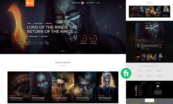 Design cinema creative website, film house booking creative with ...