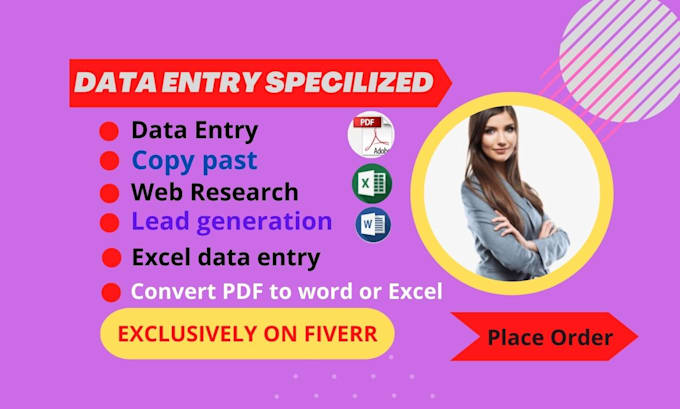 Do perfect data entry web scraping excel data entry and web research by Noorsitara77 | Fiverr