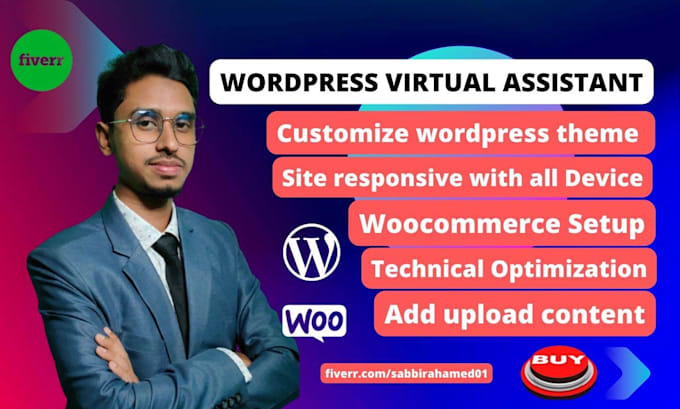 Be your wordpress virtual assistant, woocommerce setup, and upload content by Sabbirahamed01 ...