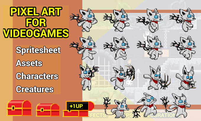Make your pixelart assets and spritesheet by Spicy_pad | Fiverr