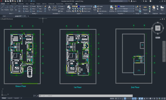 Draw 2d architectural floor plans in autocad by Jarvizengineer | Fiverr