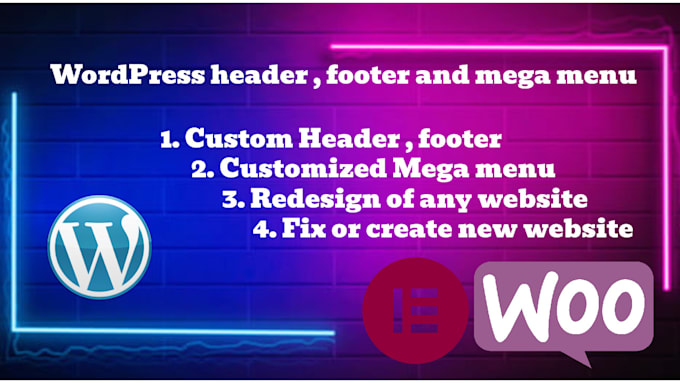 Fix or design header footer mega menu by elementor pro for wordpress website by Eshaijaz14 | Fiverr
