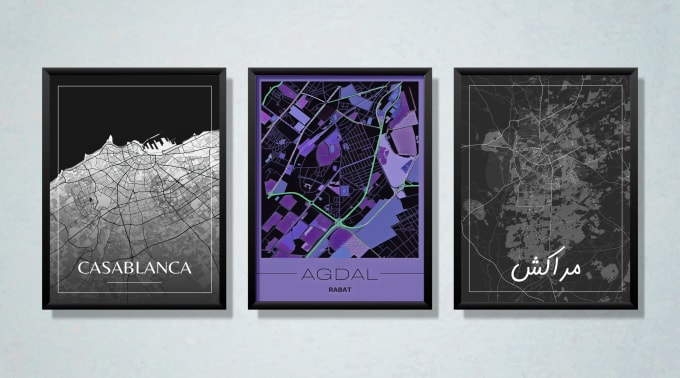 Create a city wall map poster by Aladdin4design | Fiverr