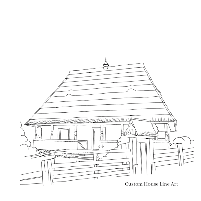 Custom house line art from your picture, house portrait by Luzekue | Fiverr