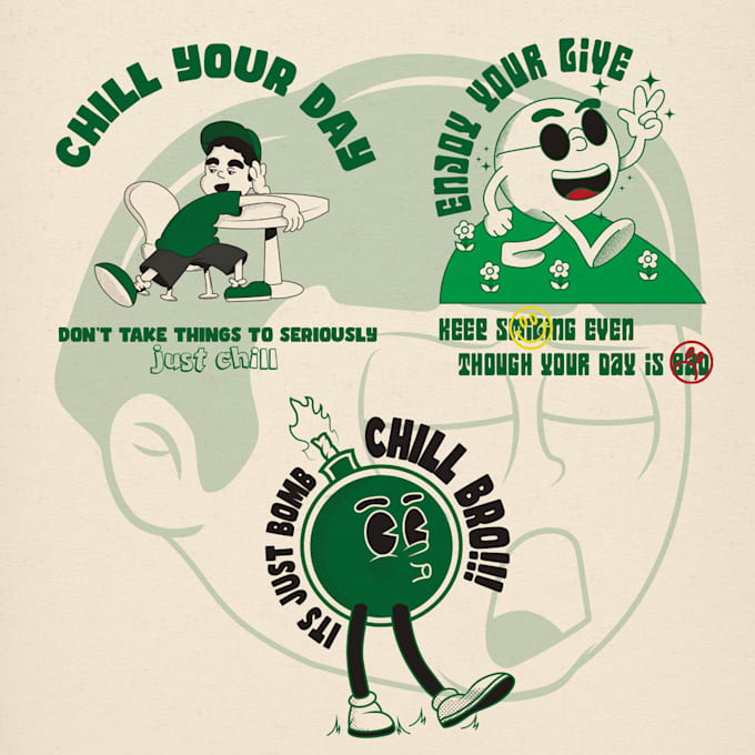 Create vintage retro simple cartoon character illustration by ...