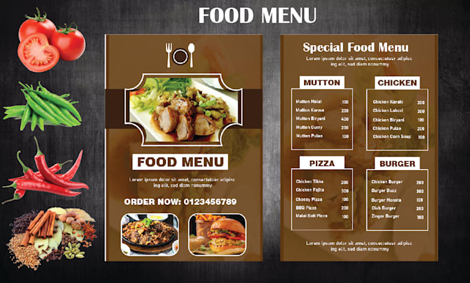 Design unique and attractive restaurant menu card by Aasma_iqbal | Fiverr