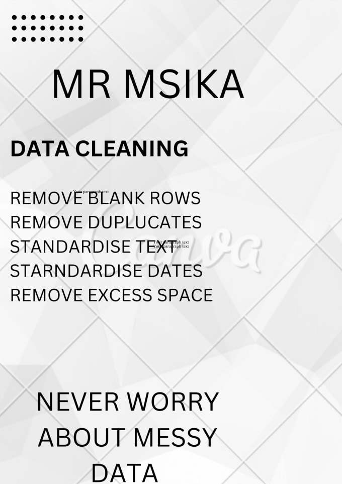 Do data cleaning on ms excel by Msikambhoni | Fiverr Do data cleaning on ms excel by Msikambhoni | Fiverr